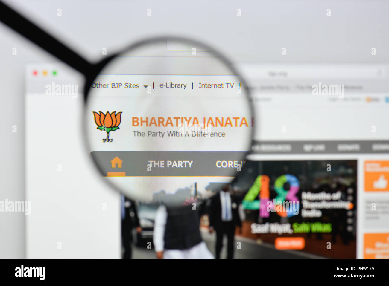 Milan, Italy - August 20, 2018: Bharatiya Janata Party website homepage ...