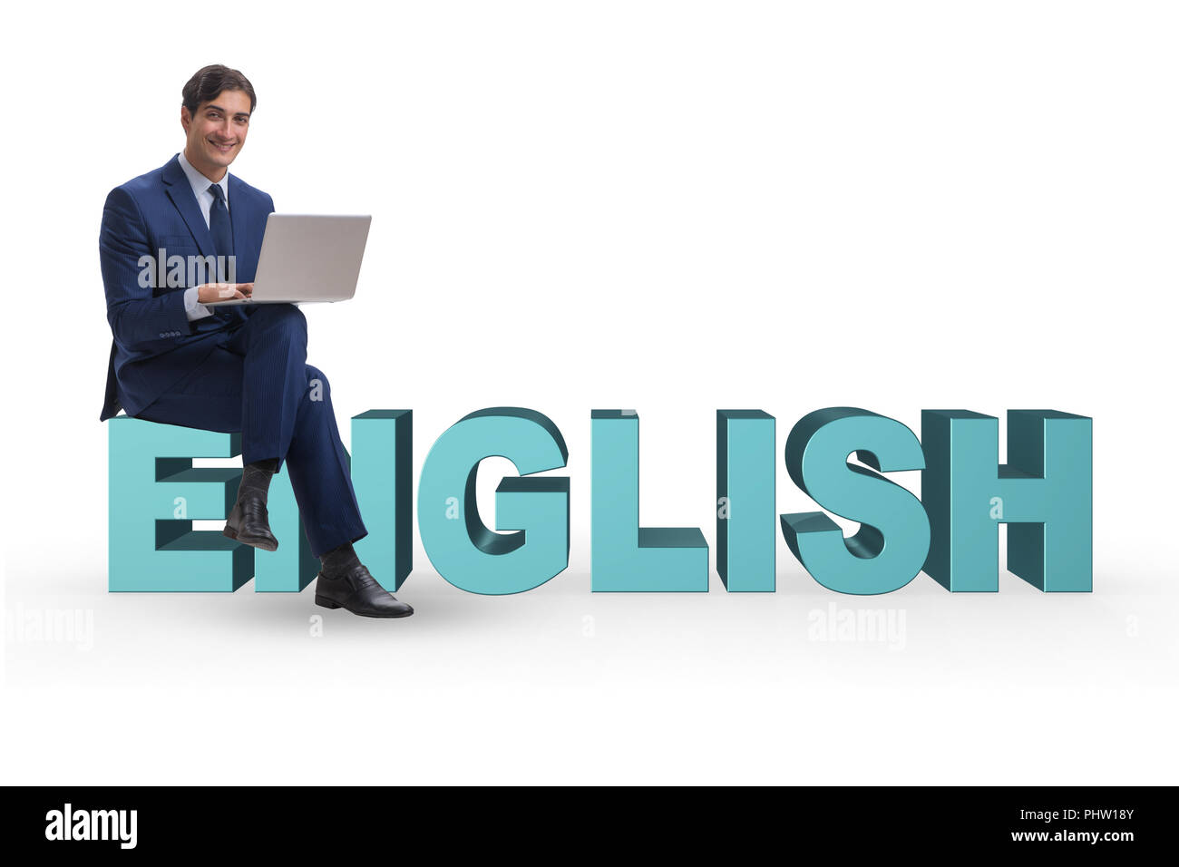 Young man in english studying learning concept Stock Photo - Alamy