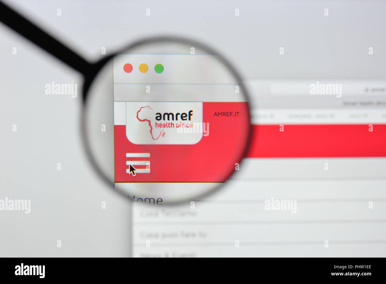 Milan, Italy - August 20, 2018: AMREF website homepage. AMREF logo ...