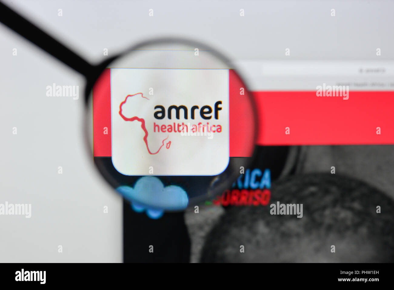 Milan, Italy - August 20, 2018: AMREF website homepage. AMREF logo ...