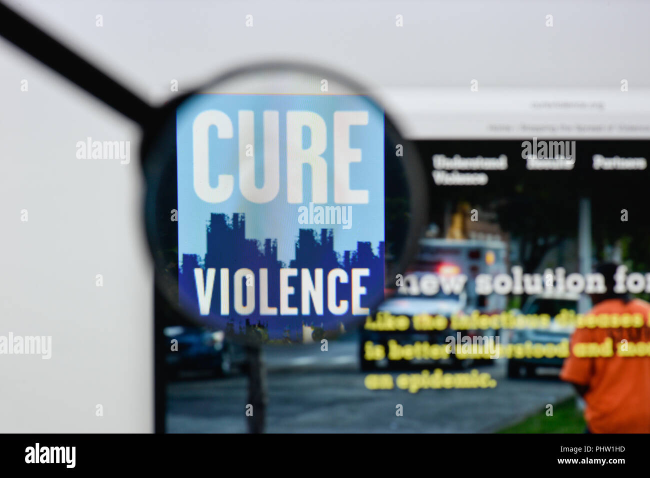 Milan, Italy - August 20, 2018: Cure Violence website homepage. Cure ...