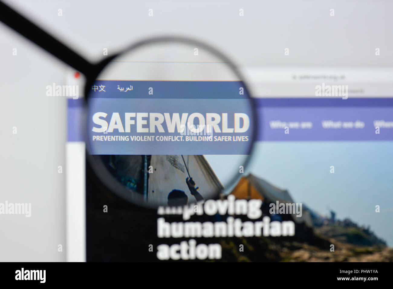 Milan, Italy - August 20, 2018: Saferworld website homepage. Saferworld ...