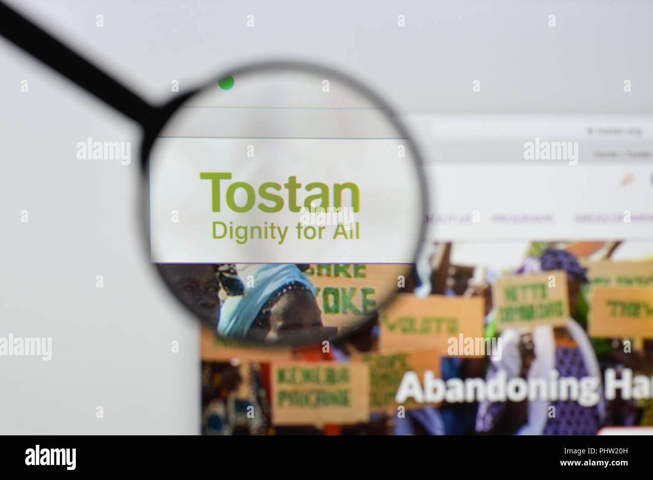 Milan, Italy - August 20, 2018: Tostan website homepage. Tostan logo ...