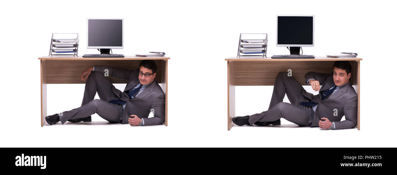 Office hiding under desk Cut Out Stock Images & Pictures - Alamy