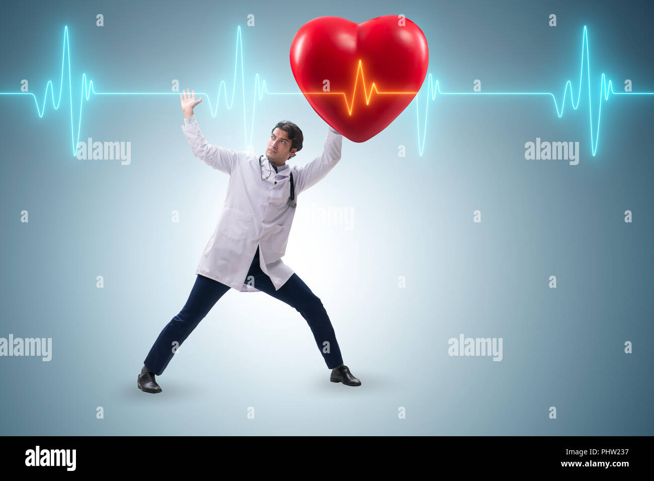 Doctor cardiologist supporting cardiogram heart line Stock Photo - Alamy