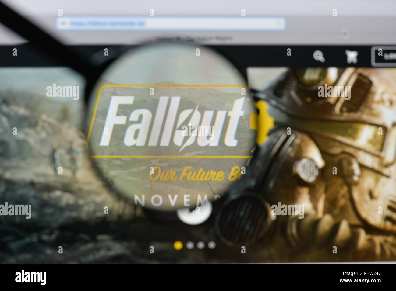 Milan, Italy - August 20, 2018: Fallout 4 website homepage. Fallout 4 ...