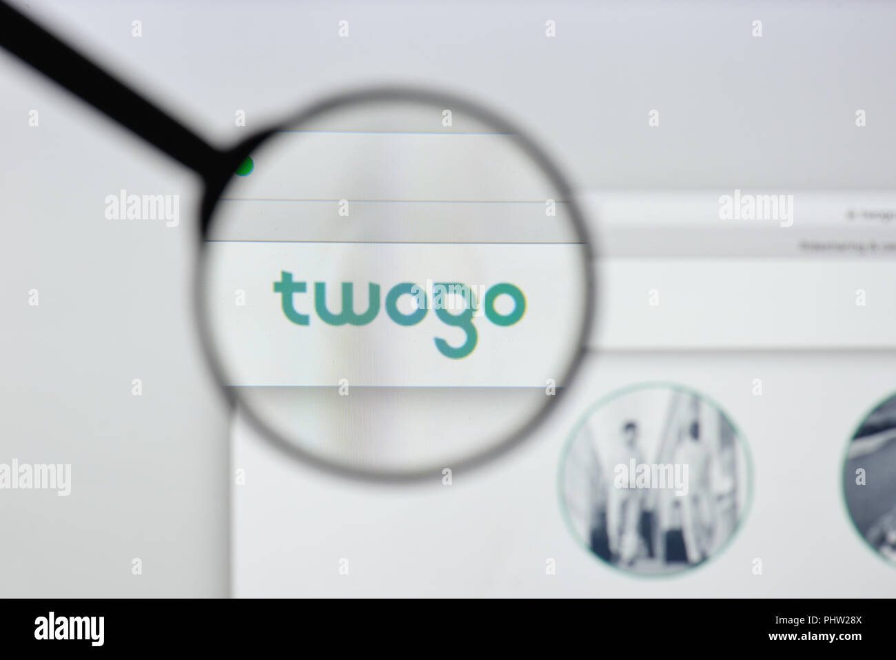Milan, Italy - August 20, 2018: Twogo website homepage. Twogo logo ...