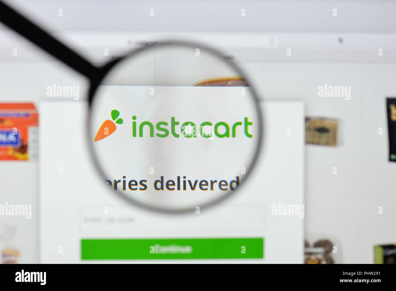 Milan, Italy - August 20, 2018: Instacart website homepage. Instacart ...
