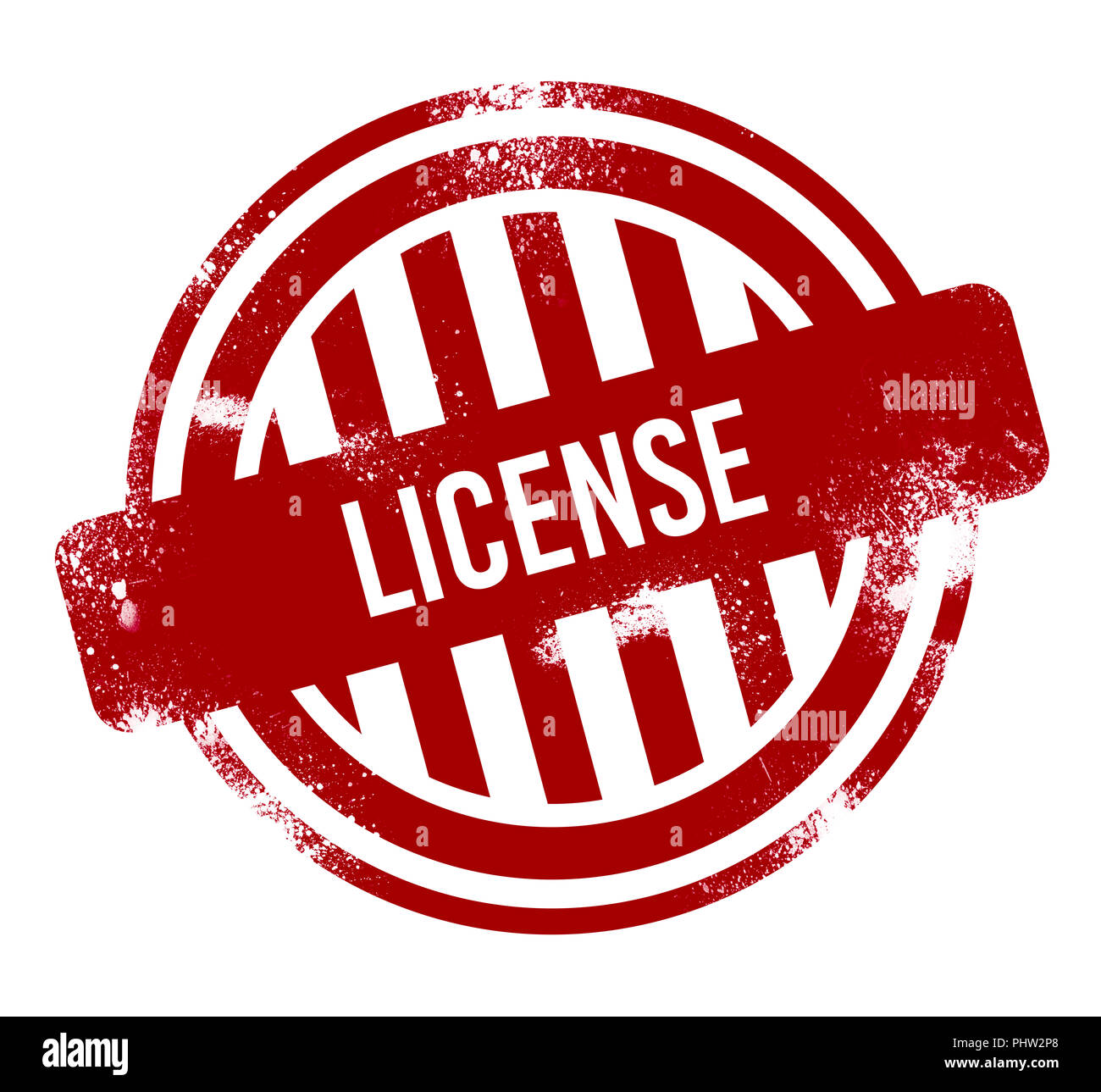 license - red grunge button, stamp Stock Photo - Alamy