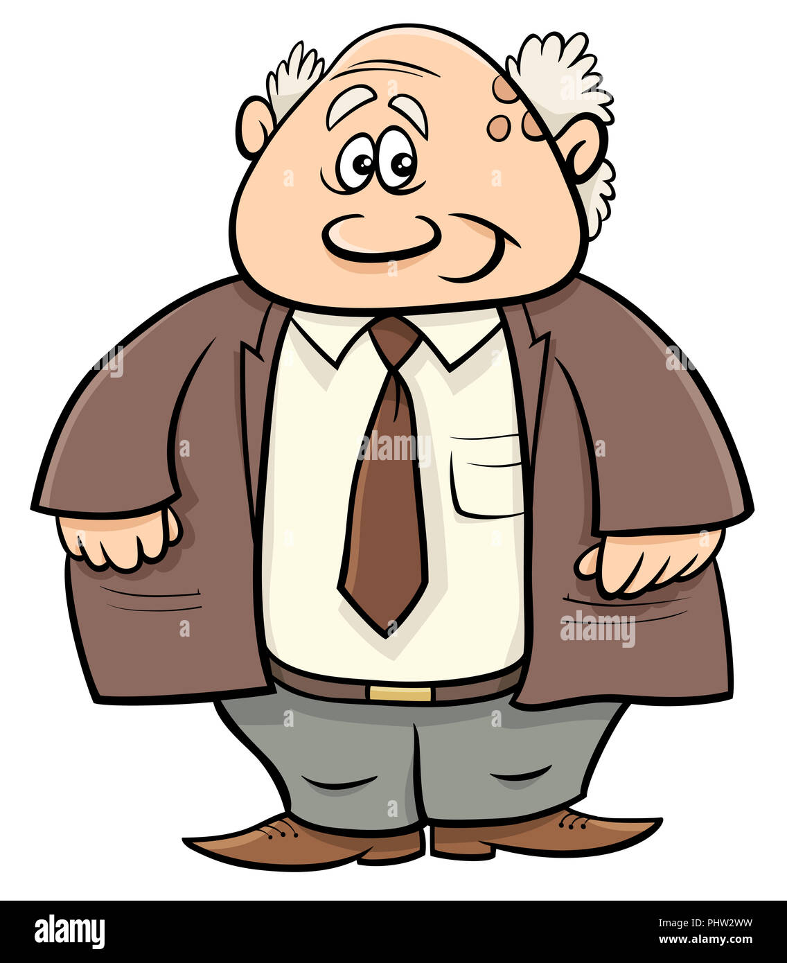 senior man professor cartoon illustration Stock Photo - Alamy