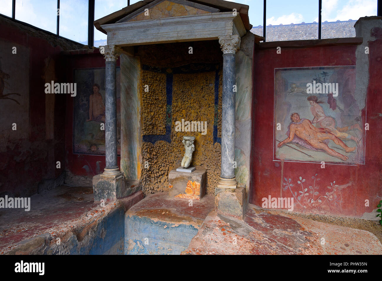 The once buried Roman city of Pompeii south of Naples under the shadow ...