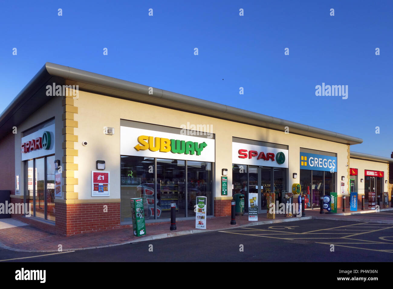 New Subway and spar shop units at Thurcroft Shopping precinct Stock ...