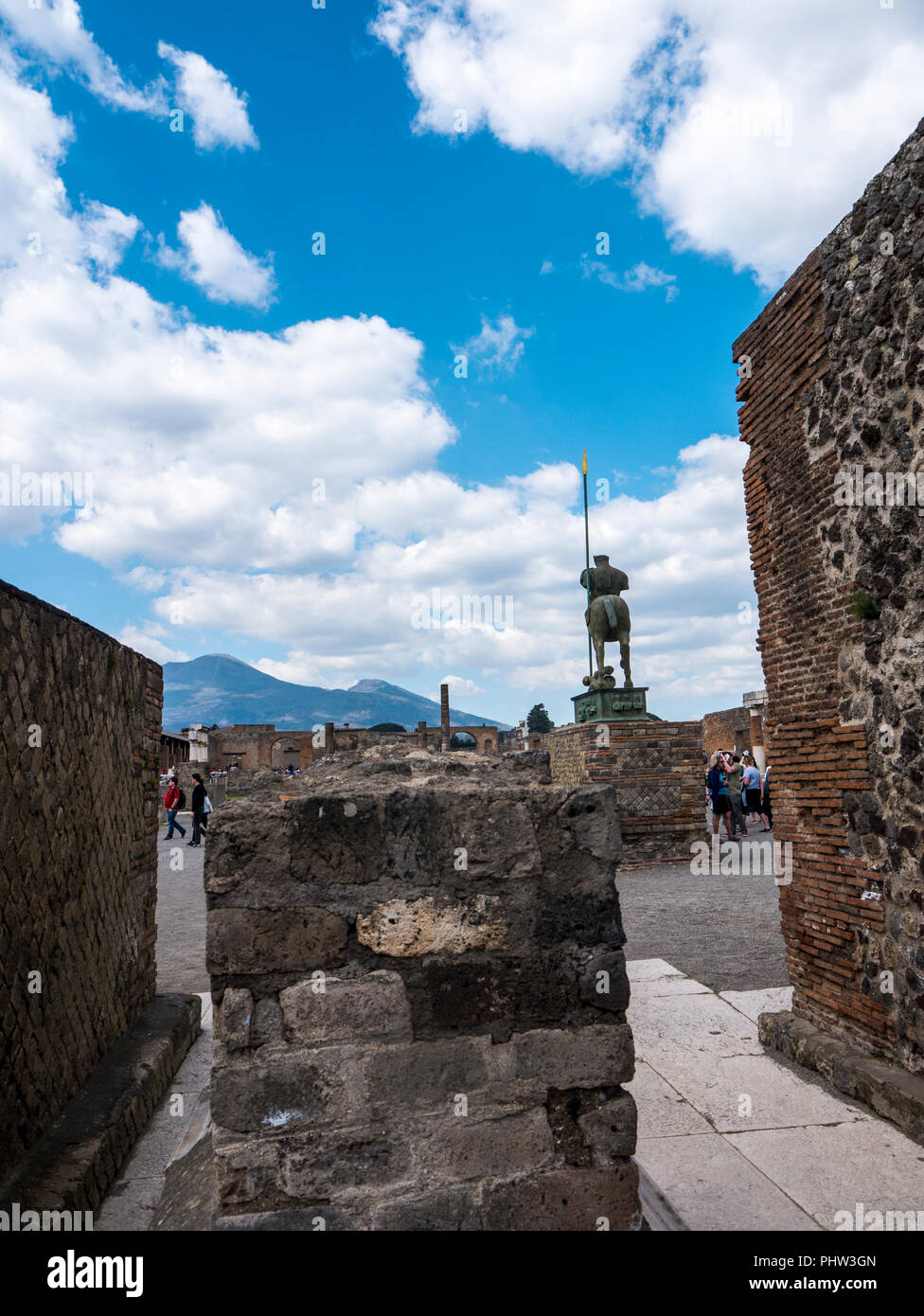 The once buried Roman city of Pompeii south of Naples under the shadow ...
