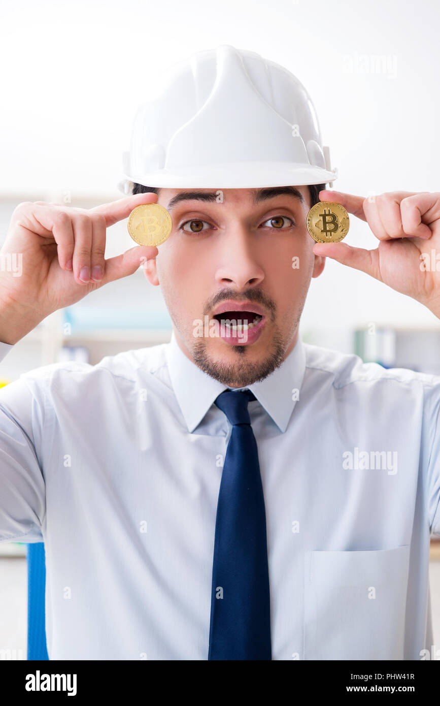 Man in bitcoin mining business concept Stock Photo - Alamy