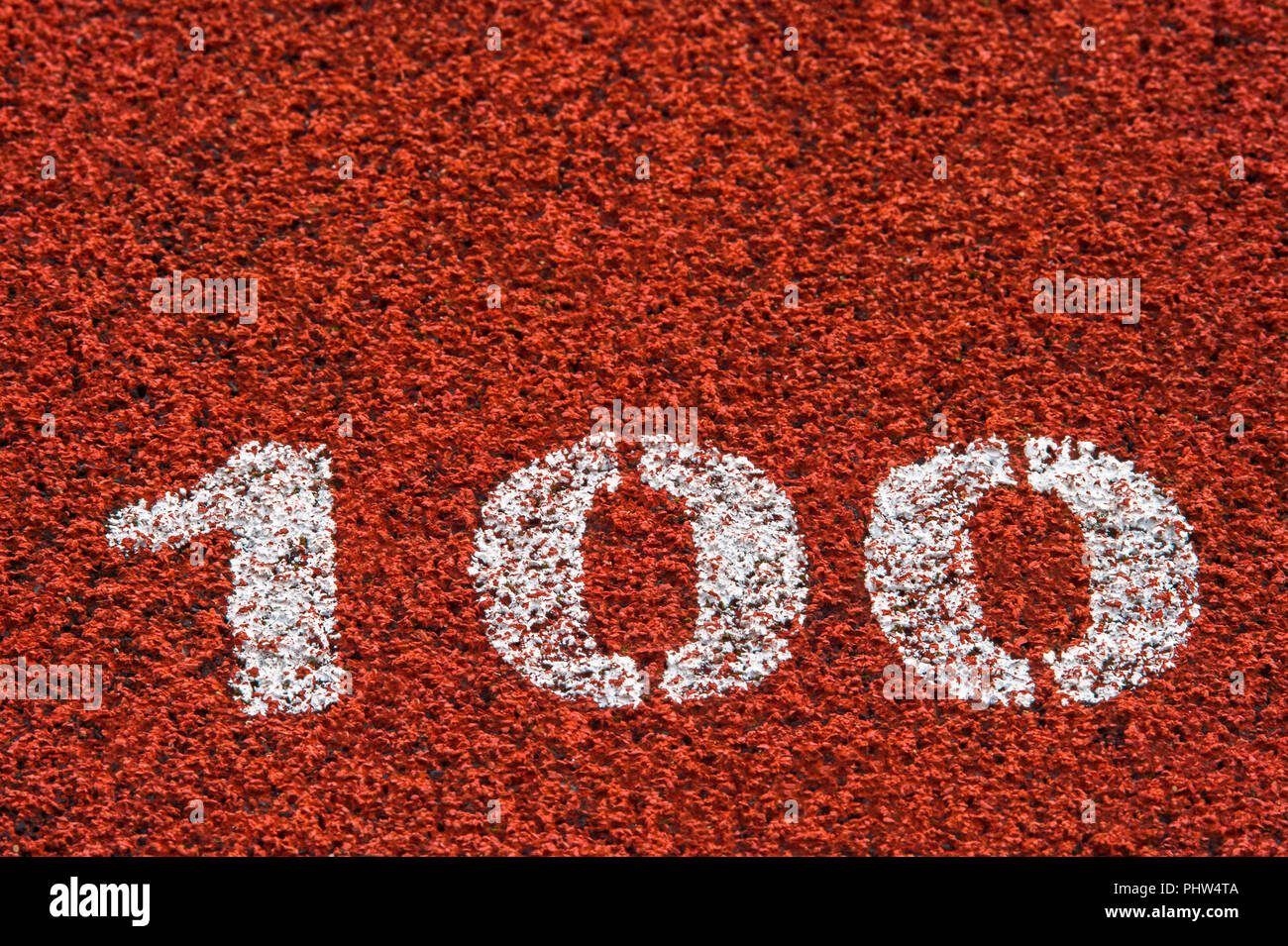 running track rubber standard red color and white line and number 100 ...