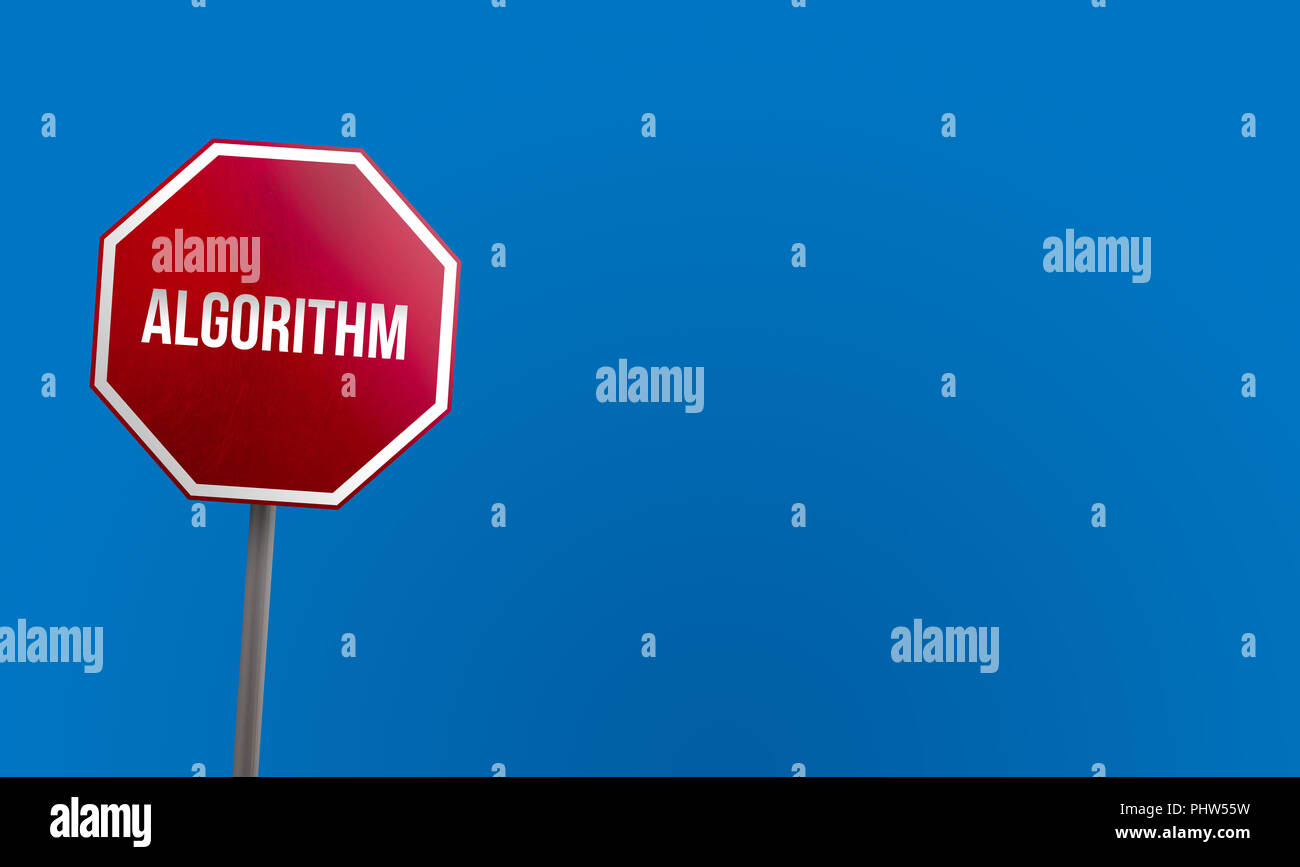 Algorithm - red sign with blue sky Stock Photo - Alamy