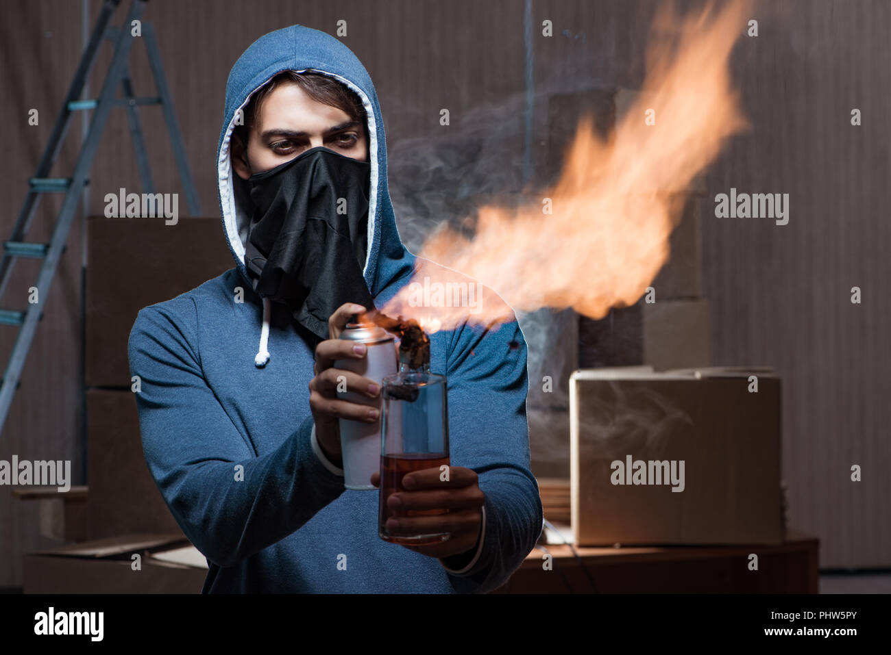 Throwing molotov cocktail hi-res stock photography and images - Alamy