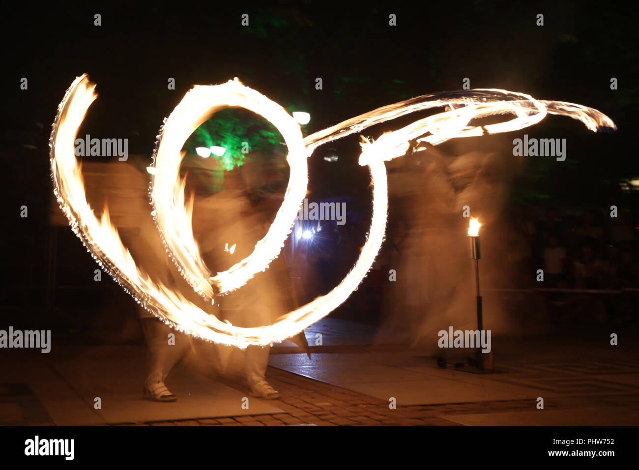 Long exposure fire show Stock Photo - Alamy