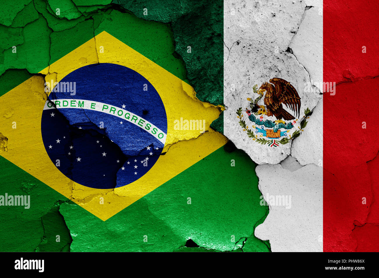 flags of Brazil and Mexico Stock Photo - Alamy