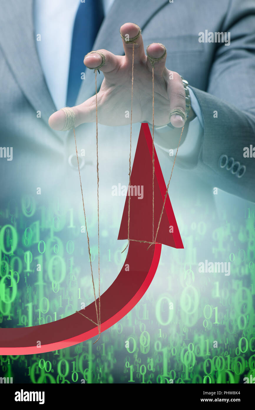 Hand supporting the growth chart line Stock Photo - Alamy