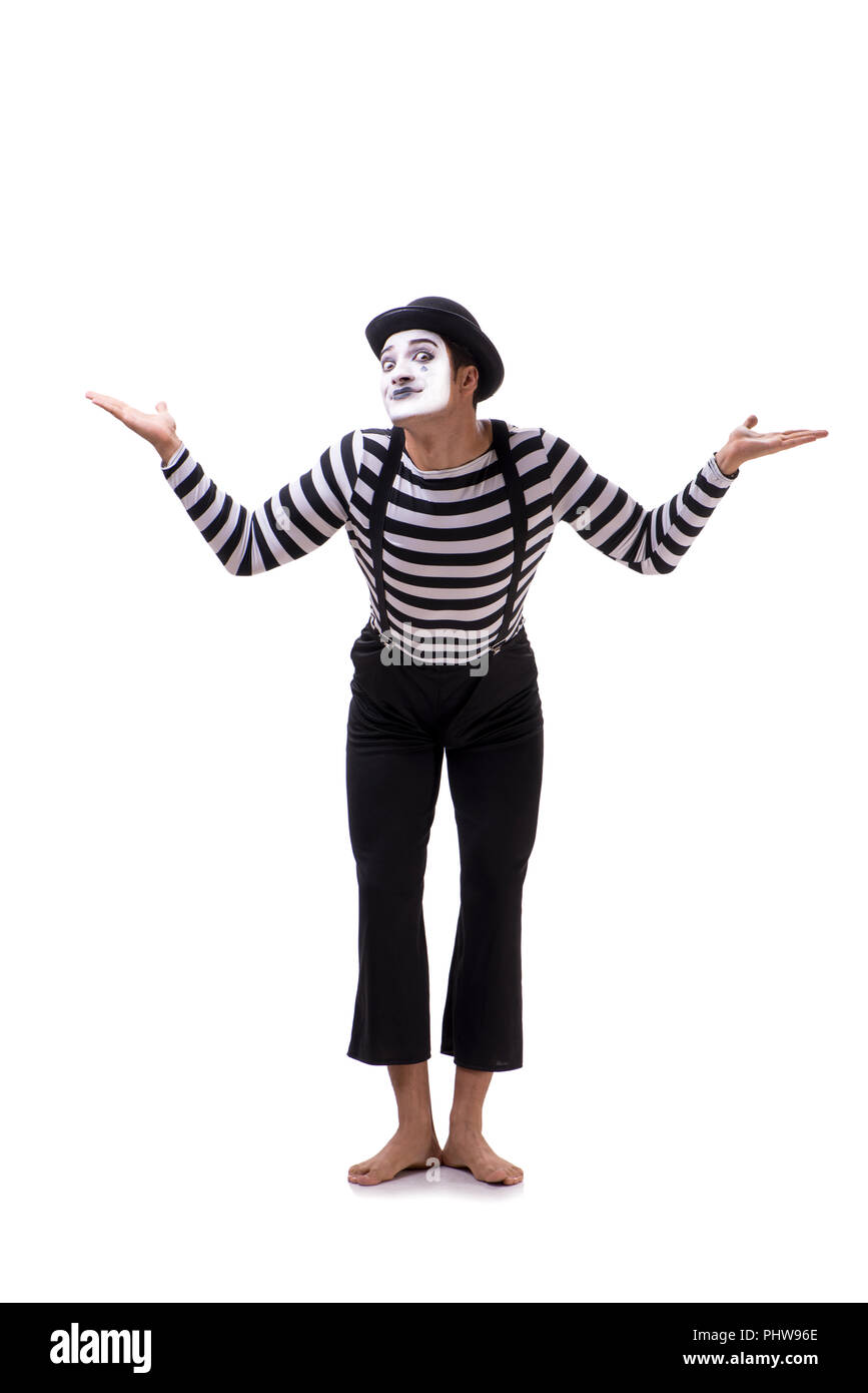 Young mime isolated on white background Stock Photo - Alamy