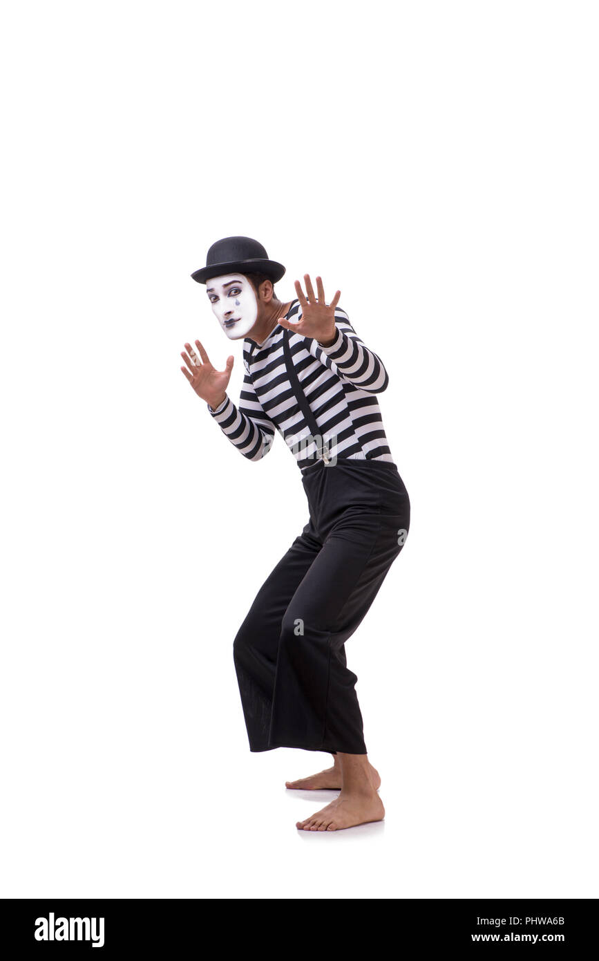 Young mime isolated on white background Stock Photo - Alamy