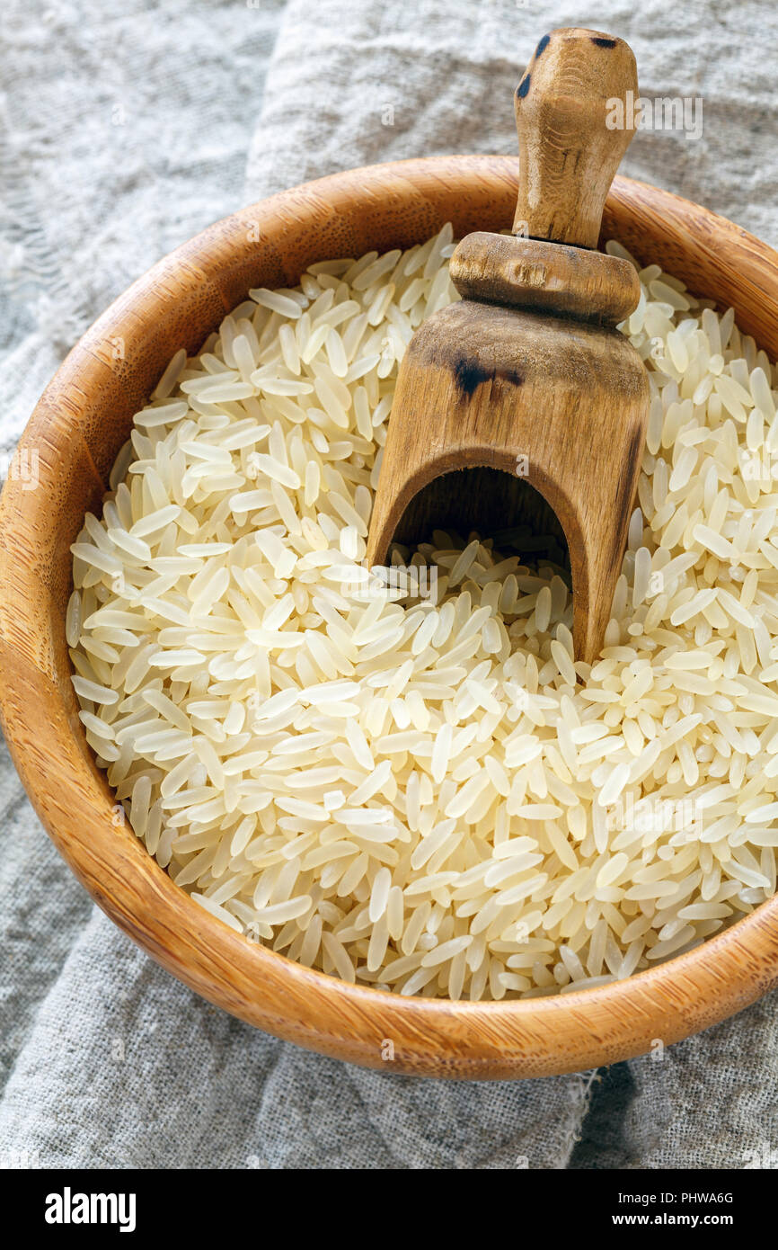 Steamed long rice in a bowl close-up Stock Photo - Alamy