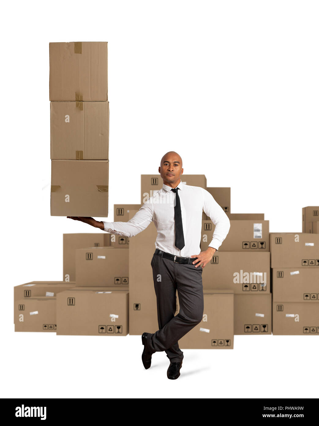 Man lift a box hi-res stock photography and images - Alamy