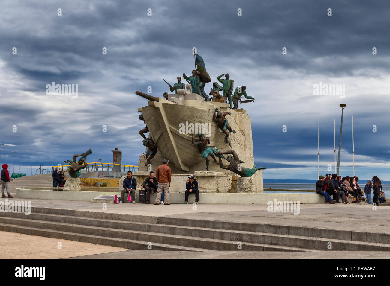 Monument to schooner Goleta Ancud, Punta Arenas, Magallanes region ...