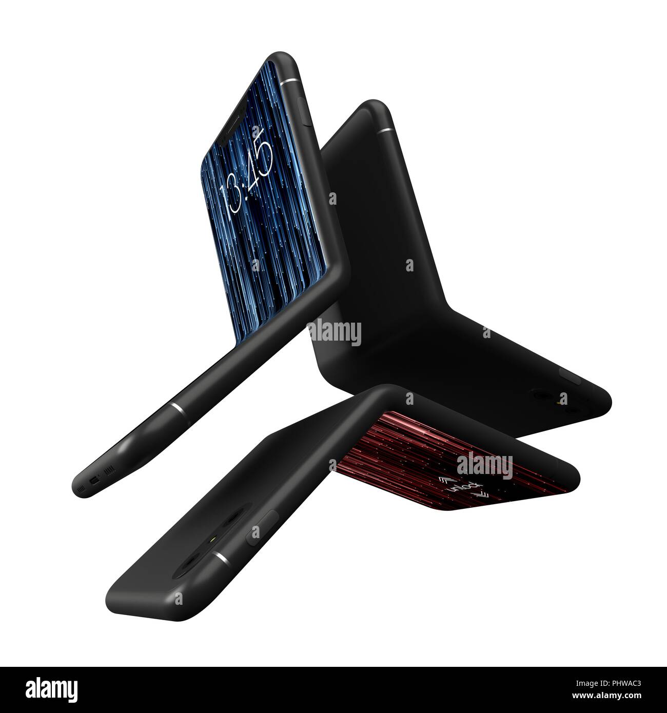 modern design of bendable smartphone. 3d illustration of brandless ...