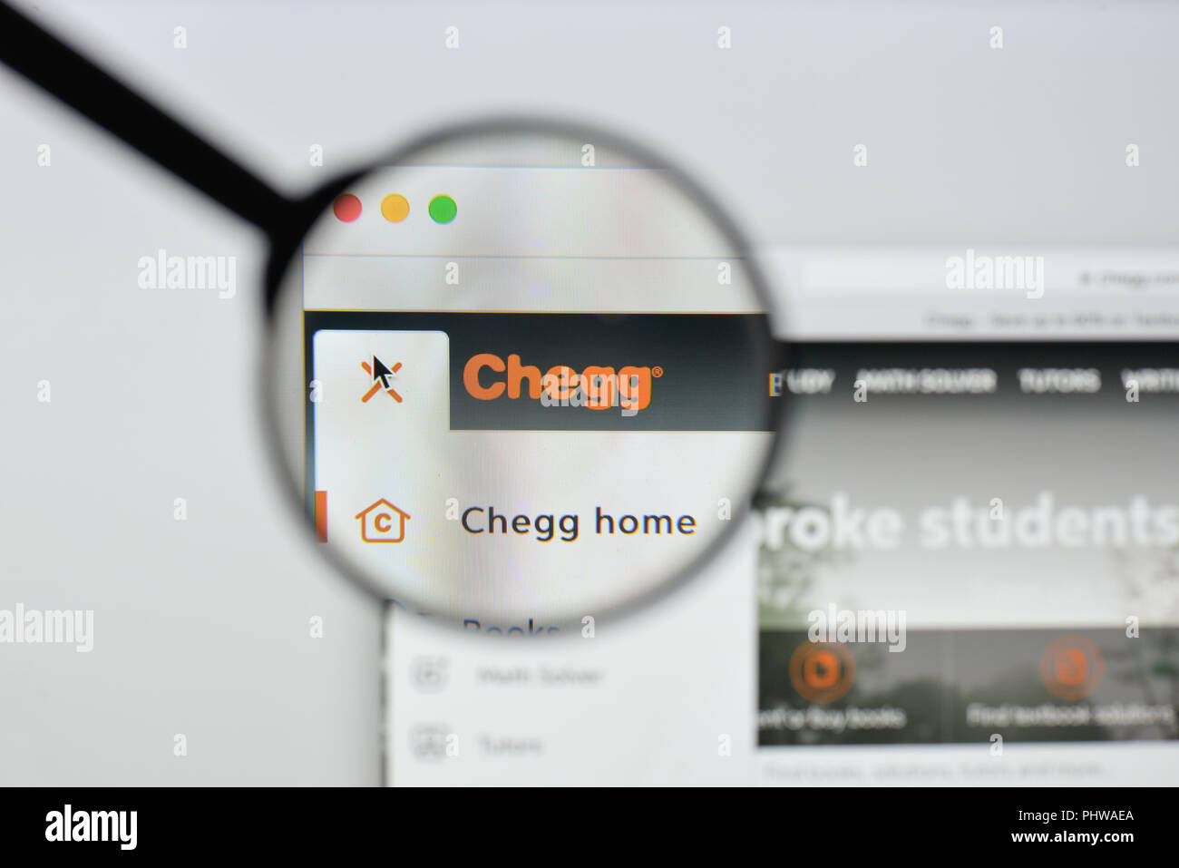 Milan, Italy - August 20, 2018: chegg website homepage. chegg logo ...