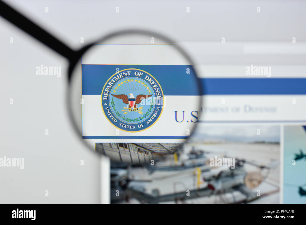 Milan, Italy - August 20, 2018: U.S. Dept of Defense website homepage ...