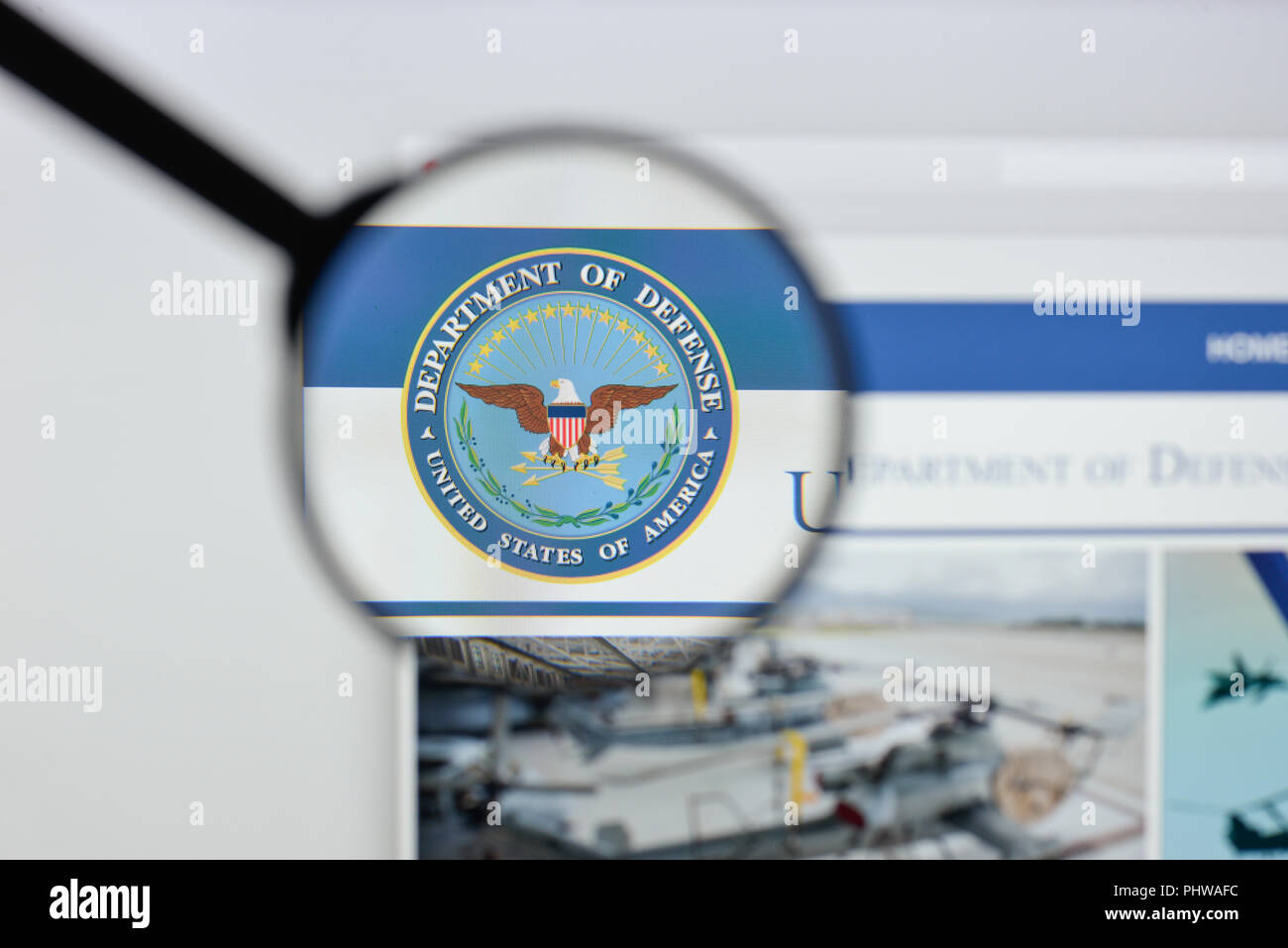 Milan, Italy - August 20, 2018: U.S. Dept of Defense website homepage ...