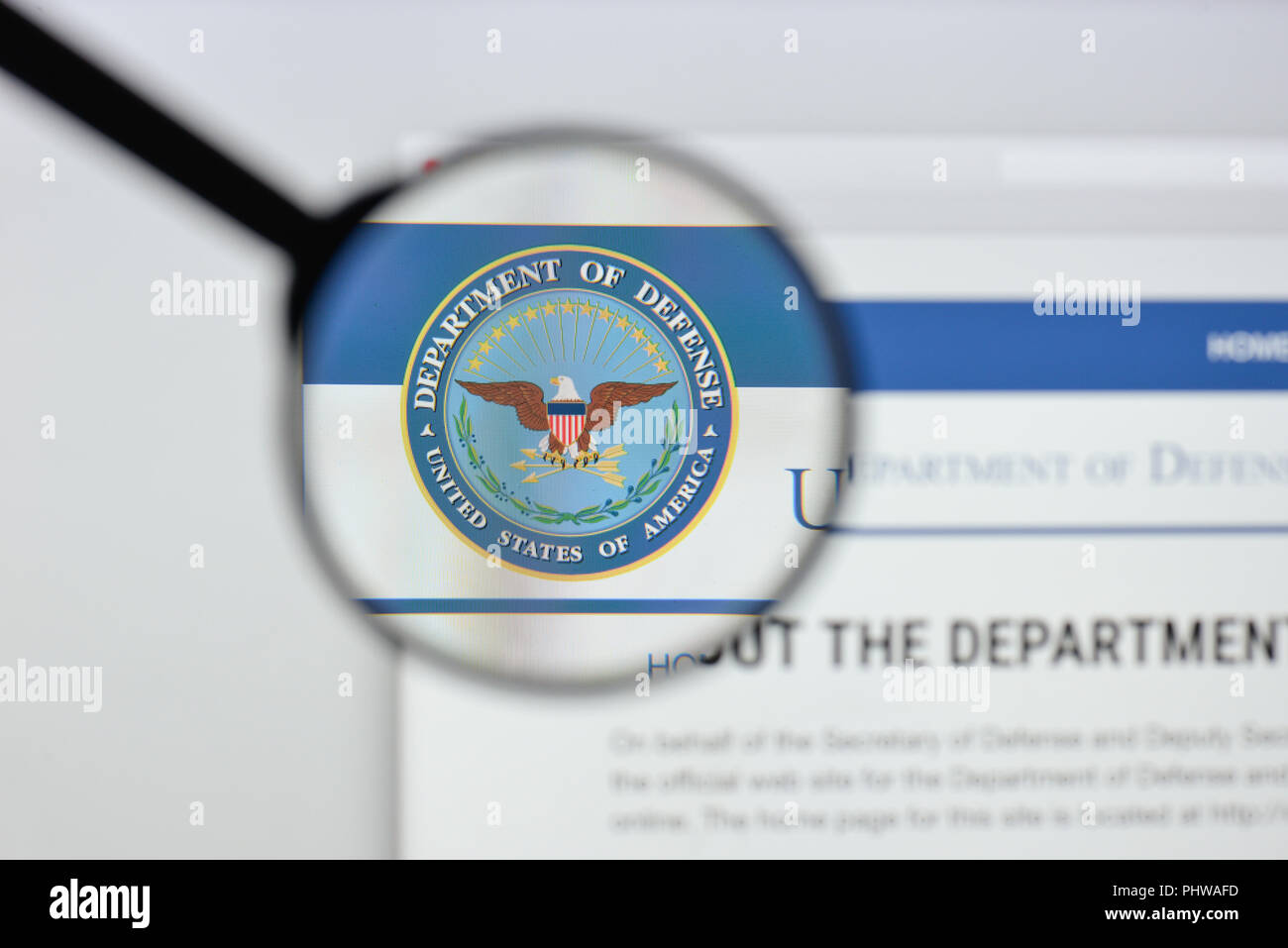 Milan, Italy - August 20, 2018: U.S. Dept of Defense website homepage ...