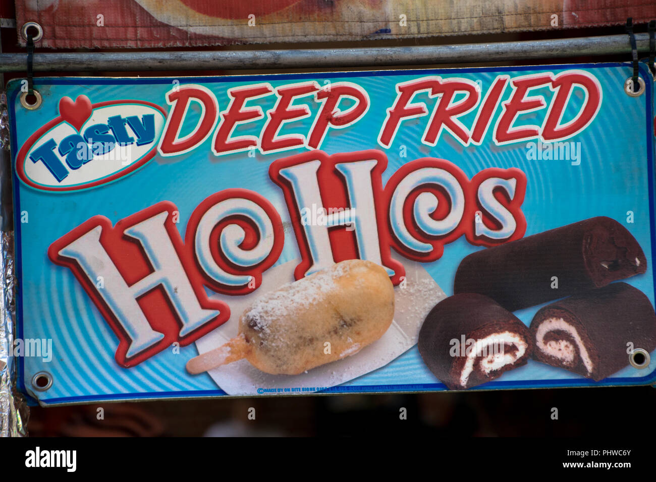 Sign for deep fried Ho Hos at the Matthews Alive street fair on Labor ...