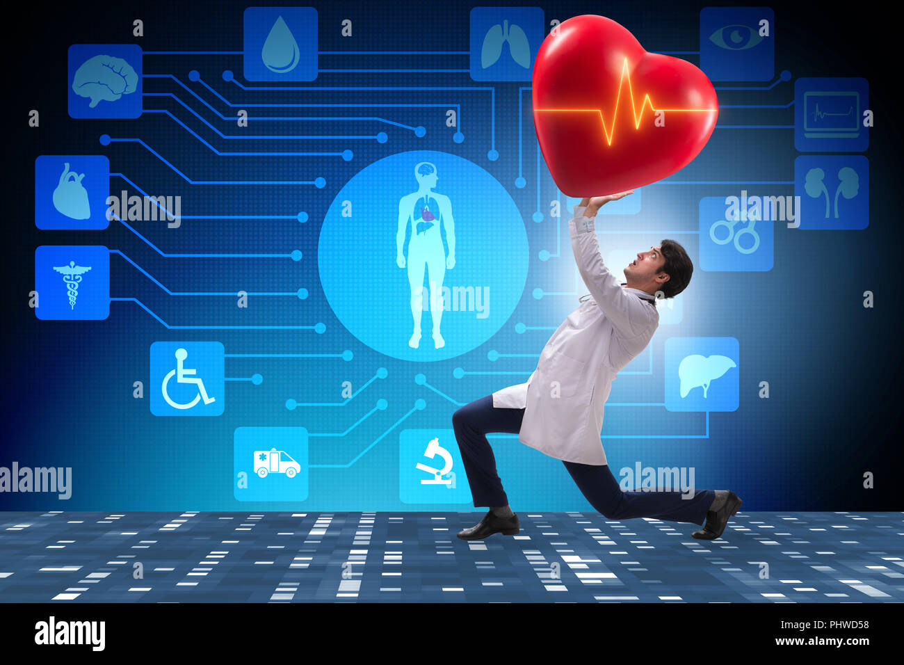 Doctor cardiologist supporting cardiogram heart line Stock Photo - Alamy