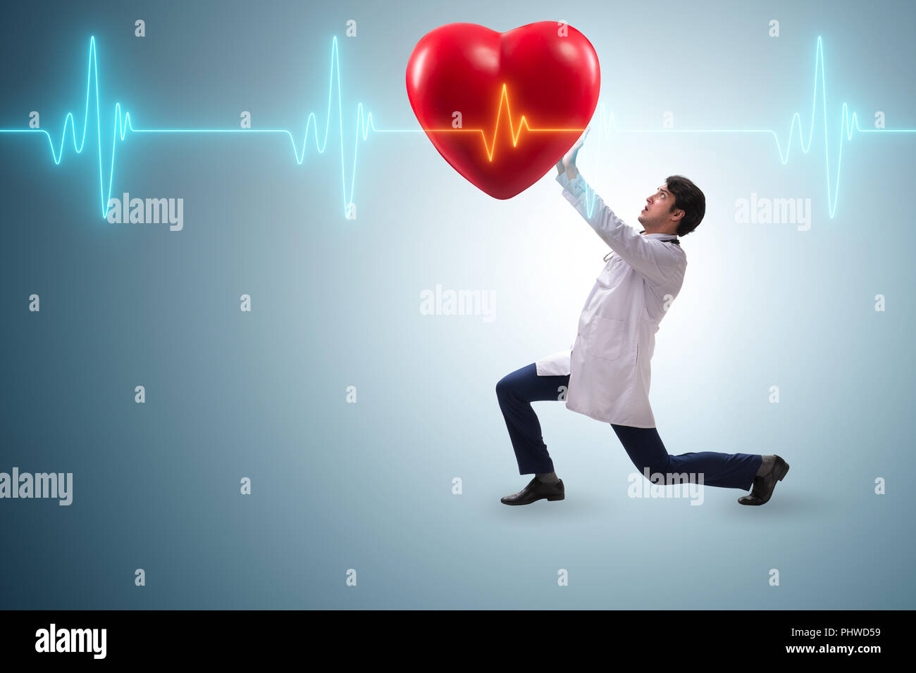 Doctor cardiologist supporting cardiogram heart line Stock Photo - Alamy