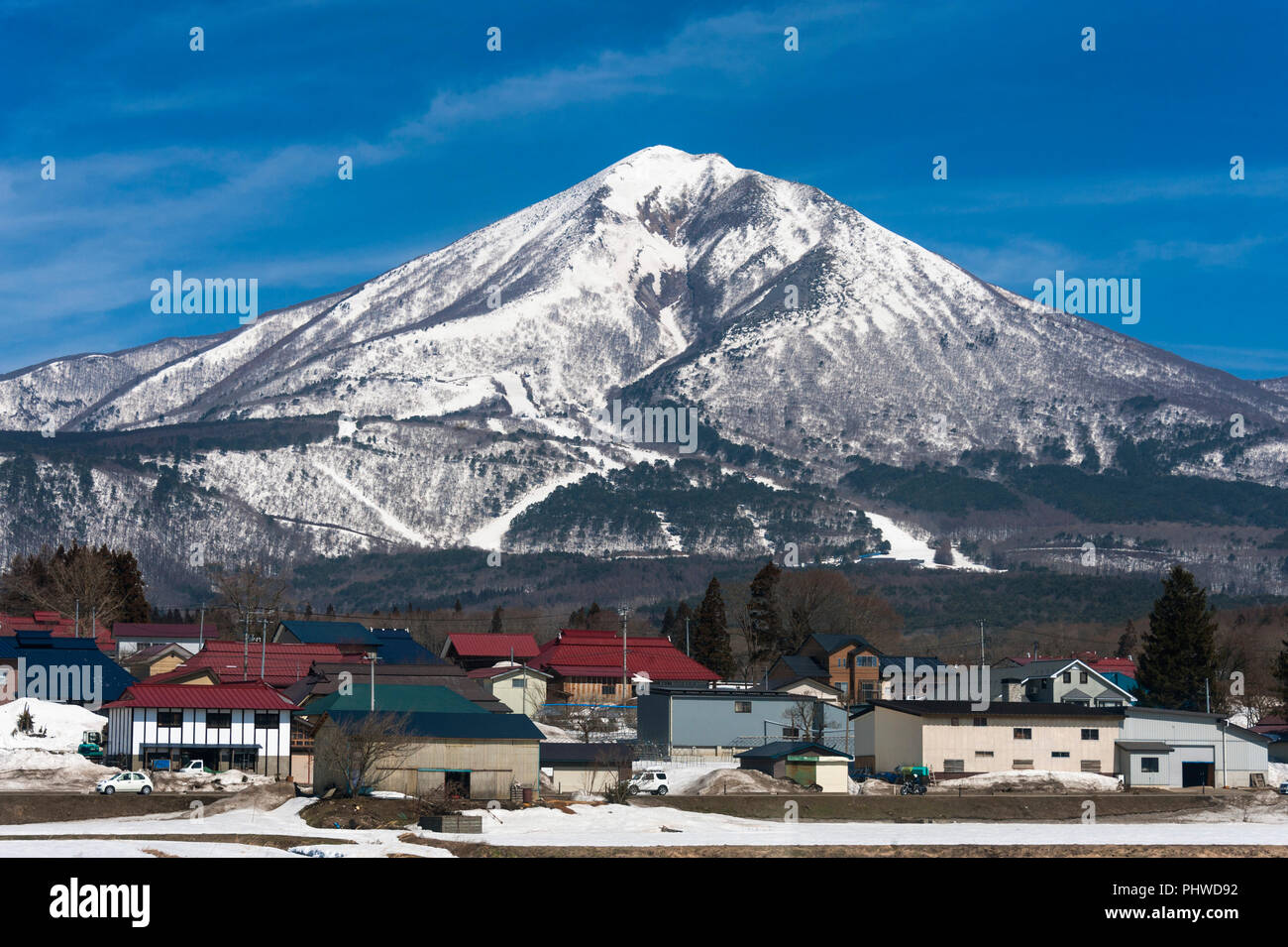 Photo shows Mount Bandai in the Aizu region of Fukushima Prefecture ...