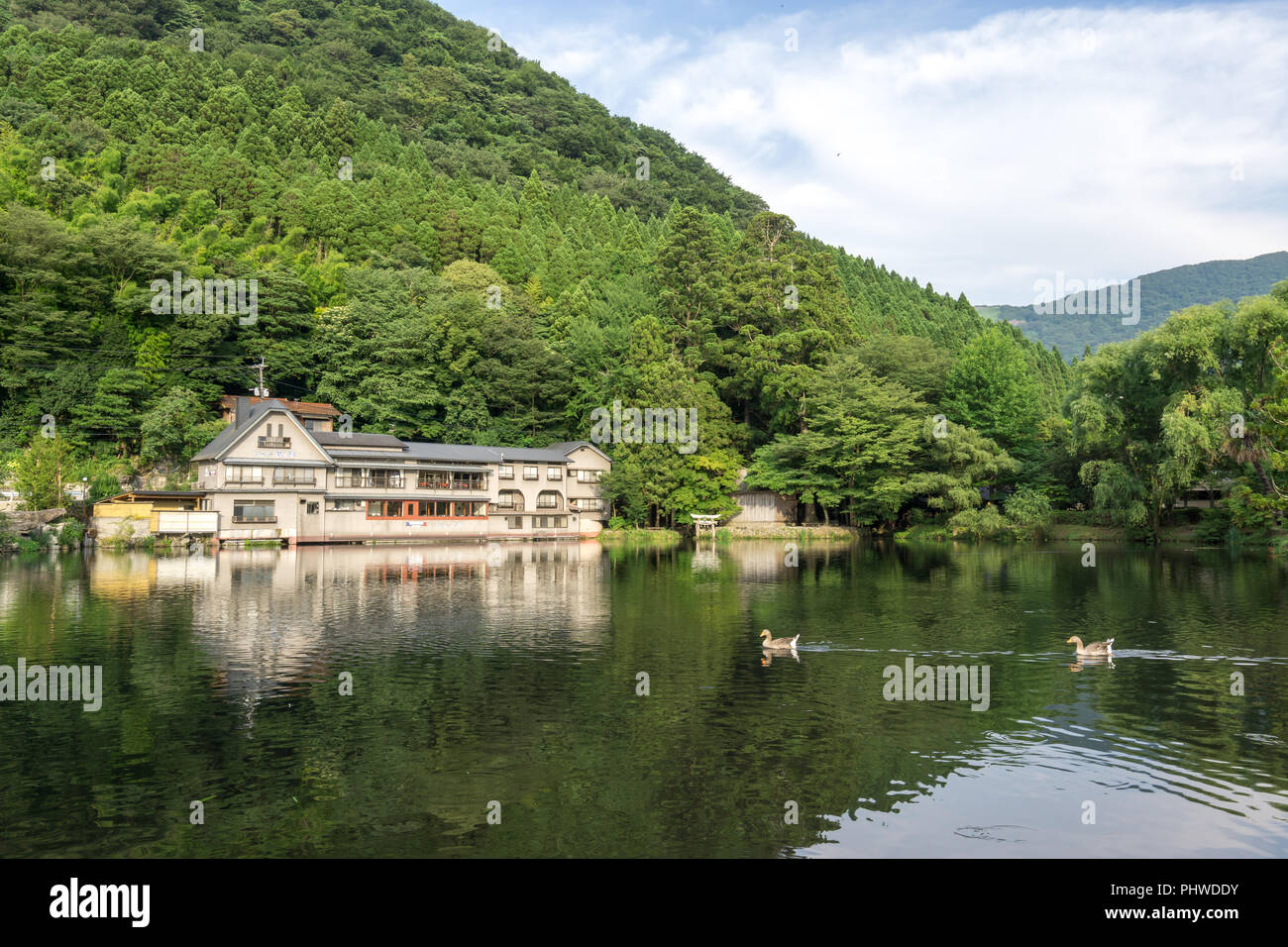 kinrin lake afternoon reflections Stock Photo - Alamy