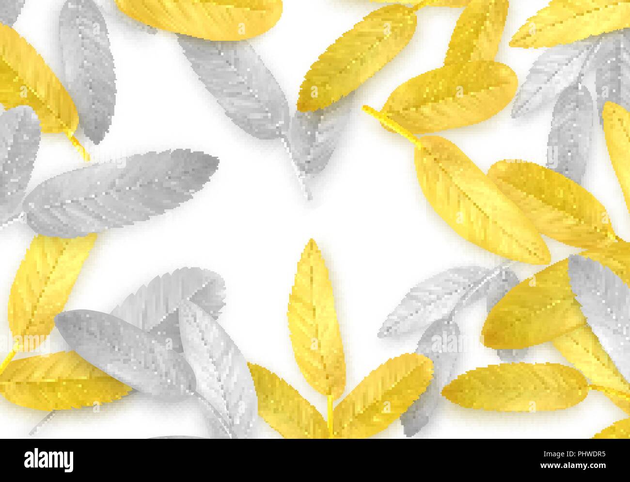 Fall Foliage. Autumn background with golden and silver leaves Stock ...