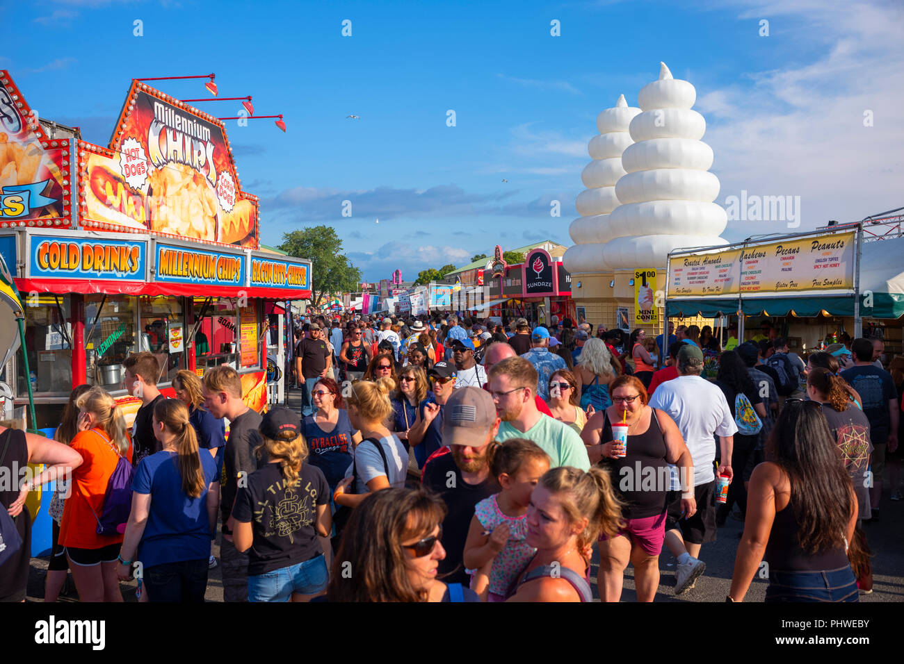 Food stands at the Great New York State Fair, September 1, 2018 Stock ...