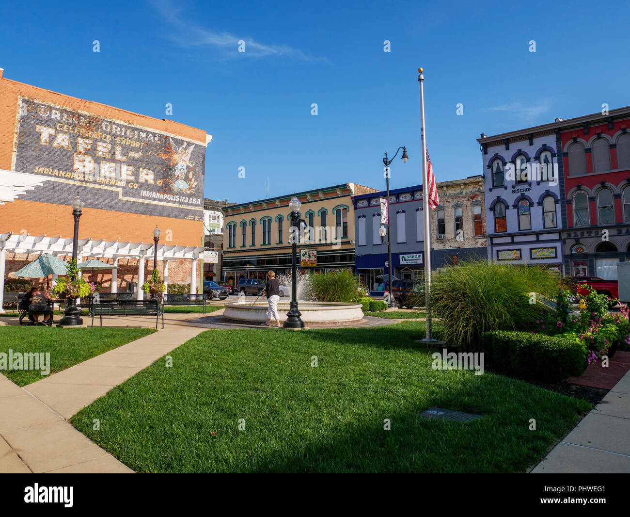 Marie Canine Plaza at Crawford Place. Crawfordsville, Indiana Stock ...