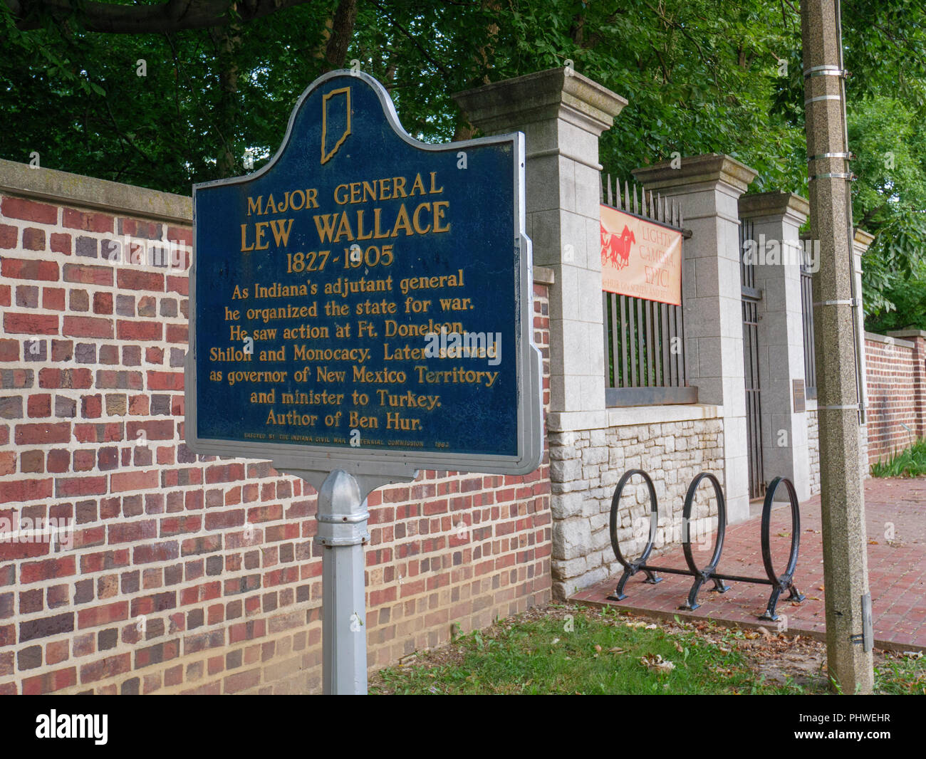 General Lew Wallace historical marker. Crawfordville, Indiana Stock ...