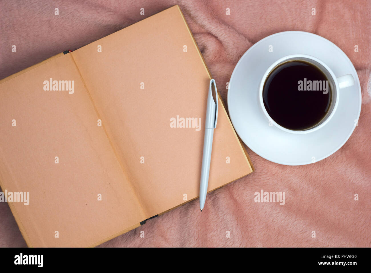 coffee and vintage book,emty sheet mock up Stock Photo - Alamy