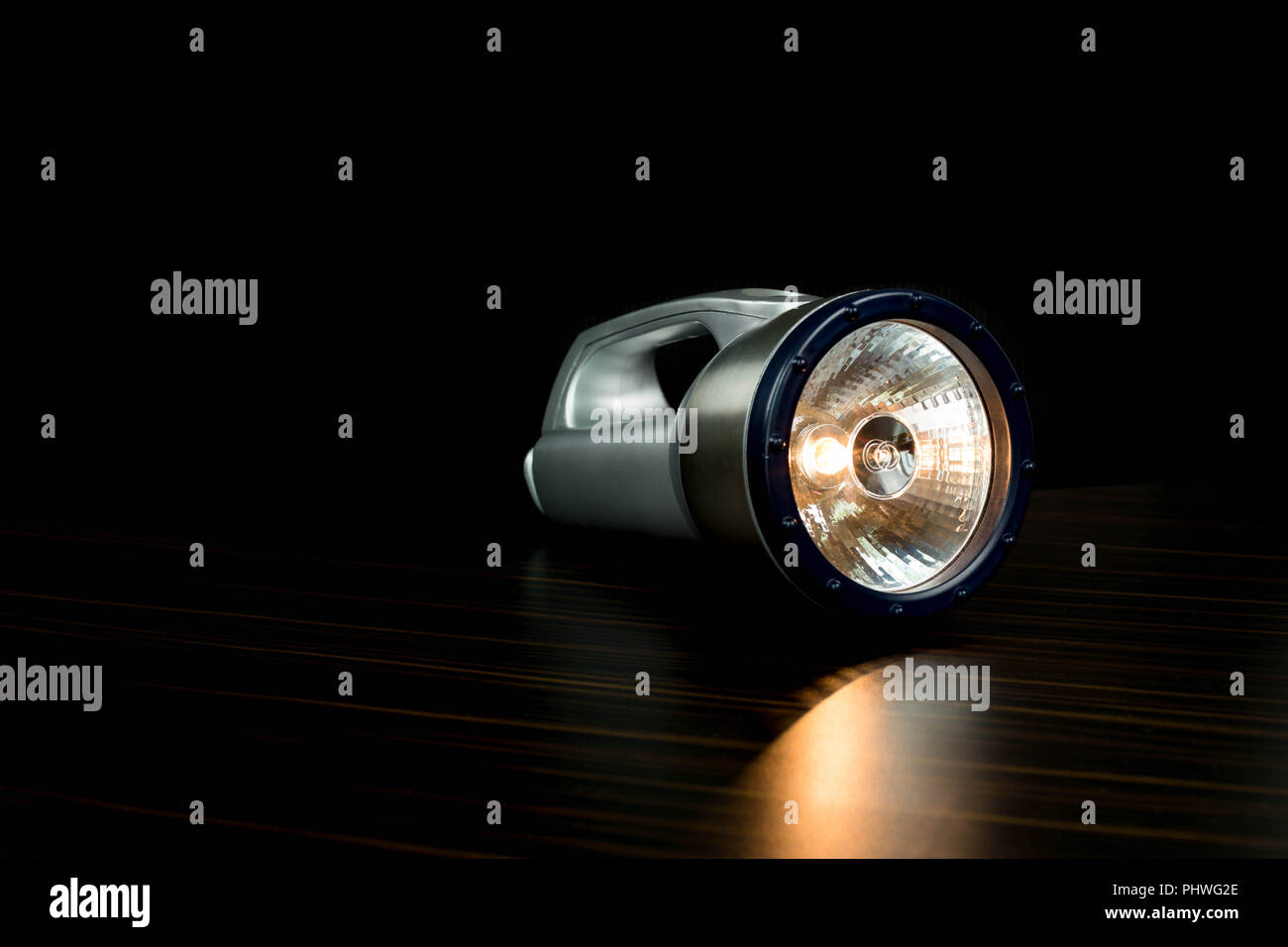A Silver Flashlight isolated Stock Photo - Alamy