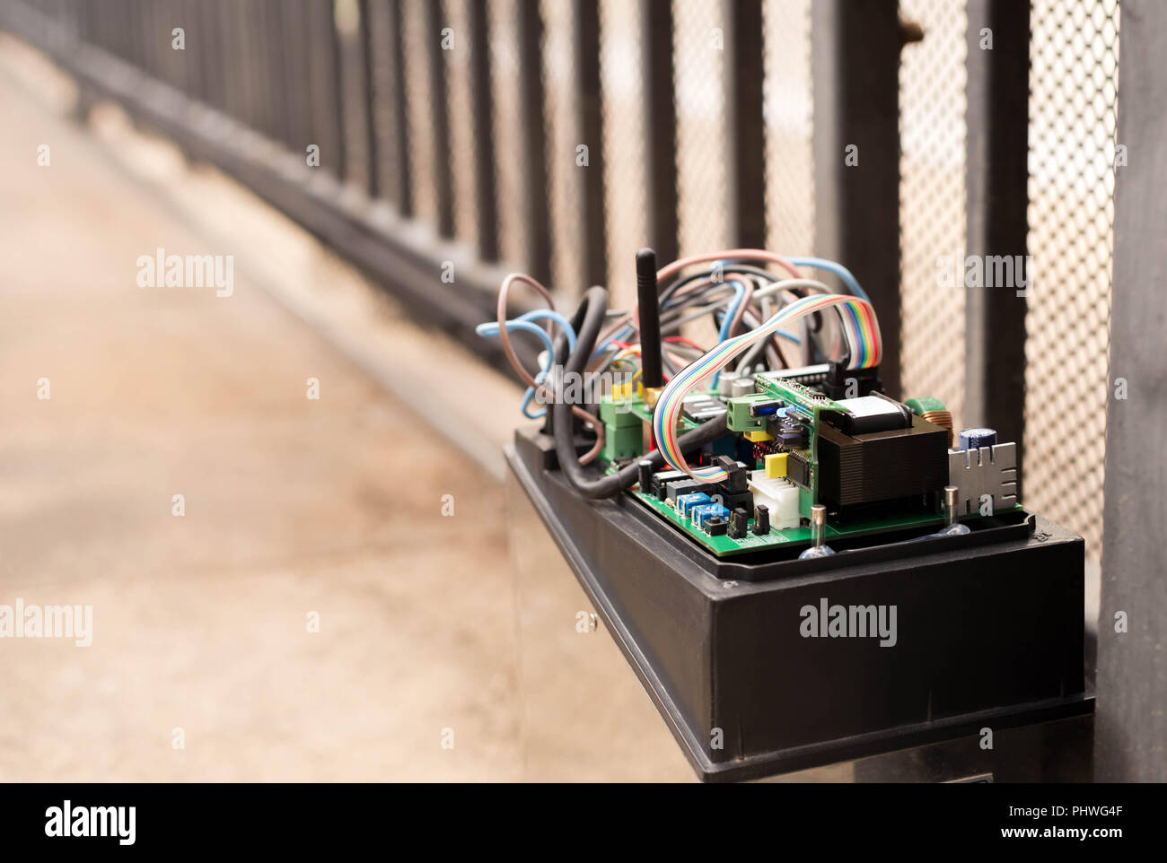 Electronic Gate control system motor Stock Photo - Alamy