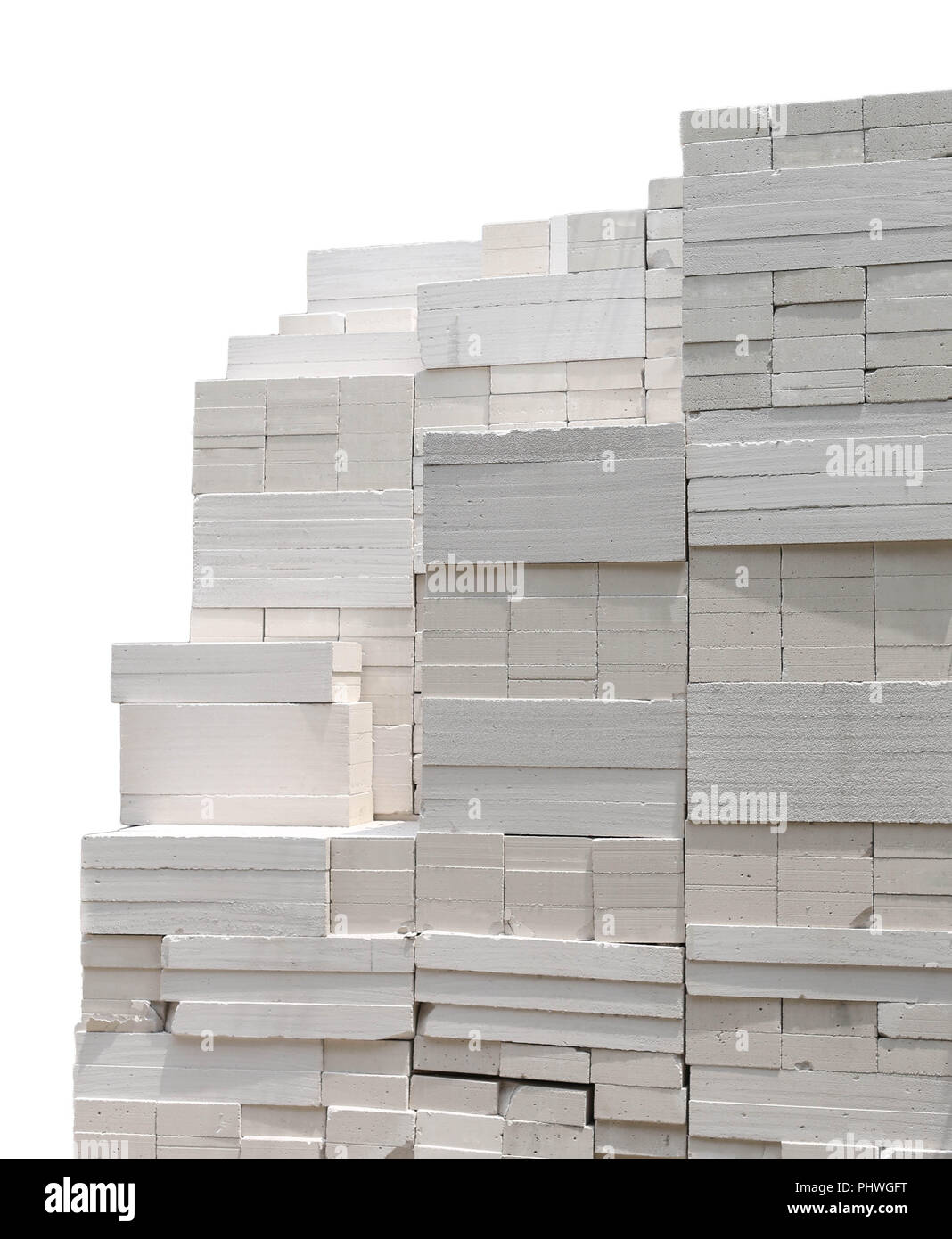 Stack of white bricks for construction building isolated Stock Photo ...