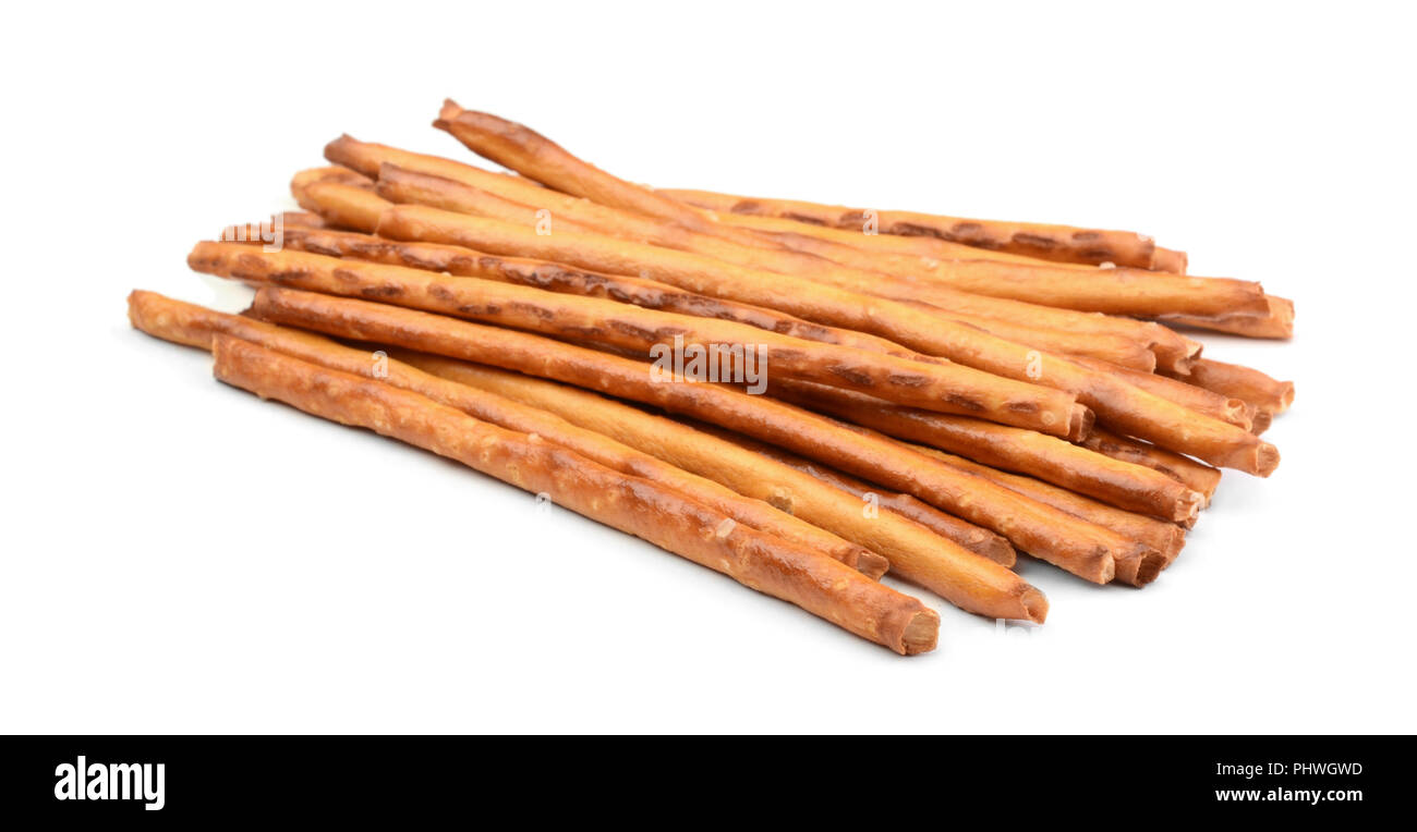 Pile of bread sticks isolated on white background Stock Photo - Alamy