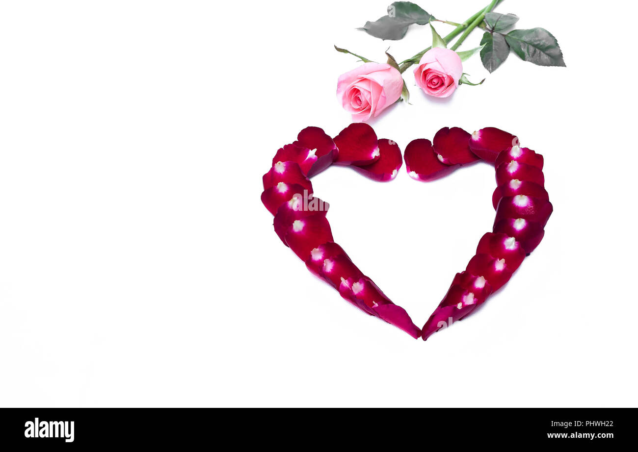 Beautiful heart shape of red rose and pink rose isolated Stock Photo ...