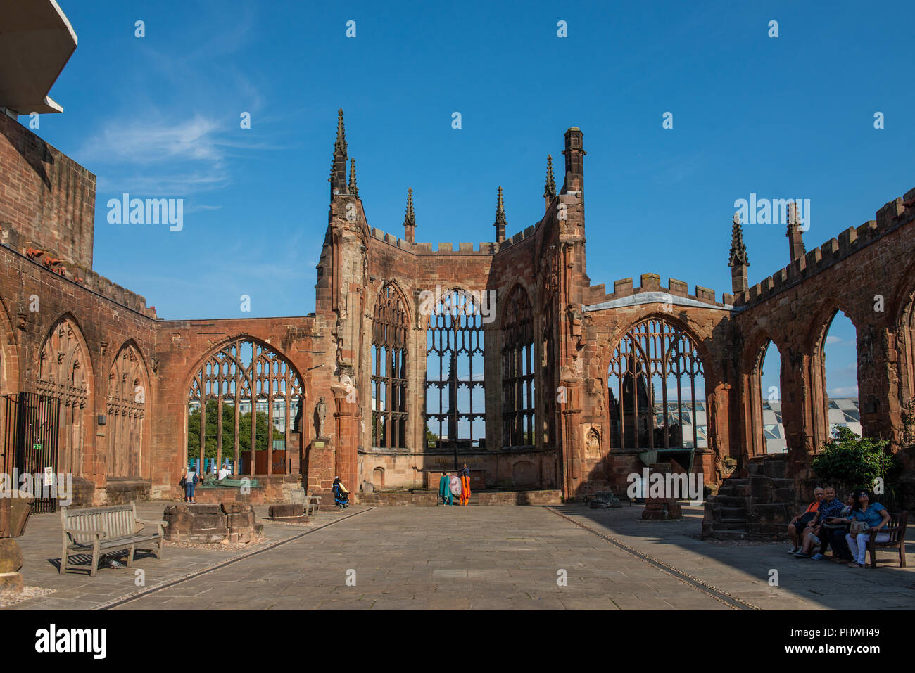 Coventry Cathedral, the old ruins of the cathedral, which sits ...